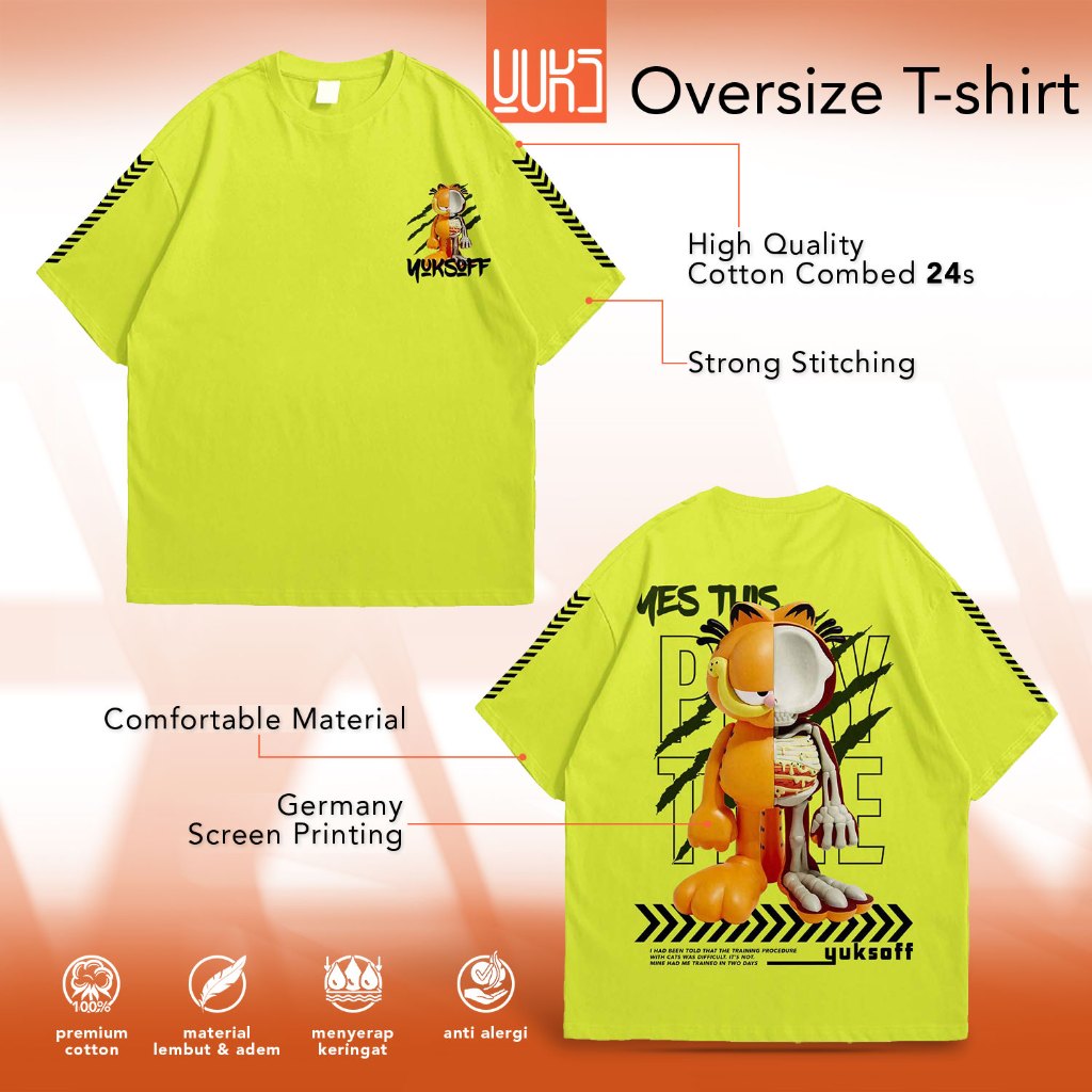 Jual GARFIELD YUKS KAOS OVERSIZE YUKS PRIA WANITA COTTON COMBED 24S ...