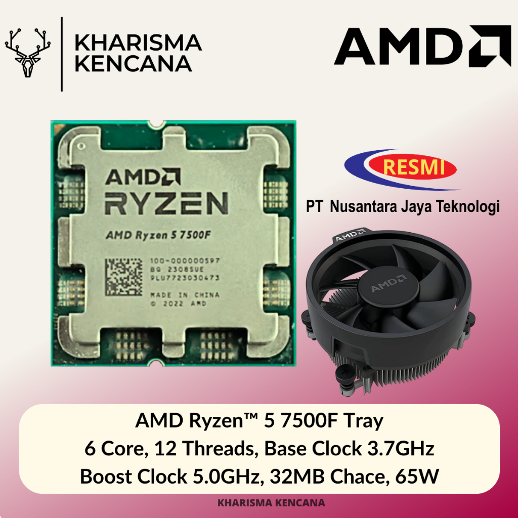 Jual AMD RYZEN 5 7500F AM5 PROCESSOR + Wraith Stealth Cooler Fan | Shopee Indonesia