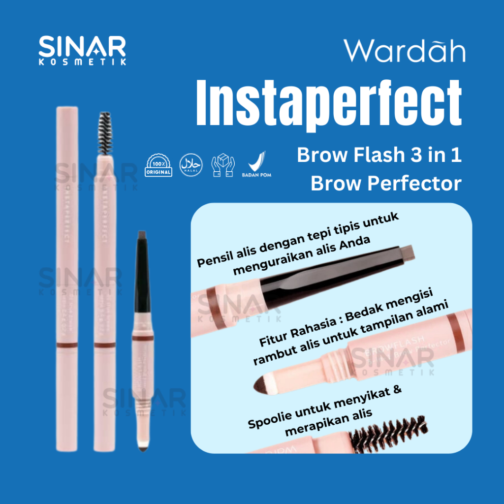 Jual Wardah Instaperfect Brow Flash 3 in 1 Brow Perfector | Pensil Alis ...
