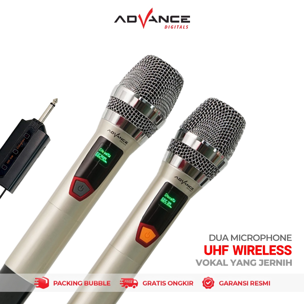 Jual Advance MIC-203 Dua Mic Wireless Profesional Mikrofon Dengan Kotak ...