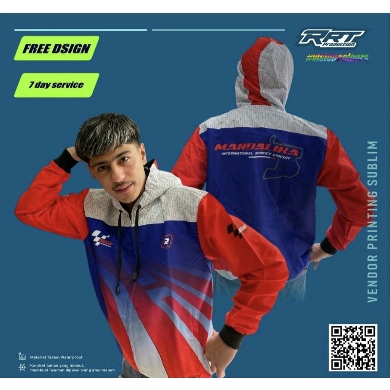 Jual RACINGSTART Bebas Desain Custom Jaket Running Parasut Trucker Hoodie Digital Printing ...