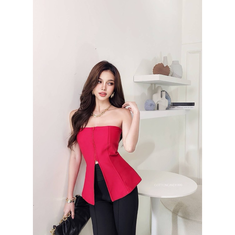 Jual Moana Top (Korean Zipper Tube Top Cotton Candy Import Bangkok ...