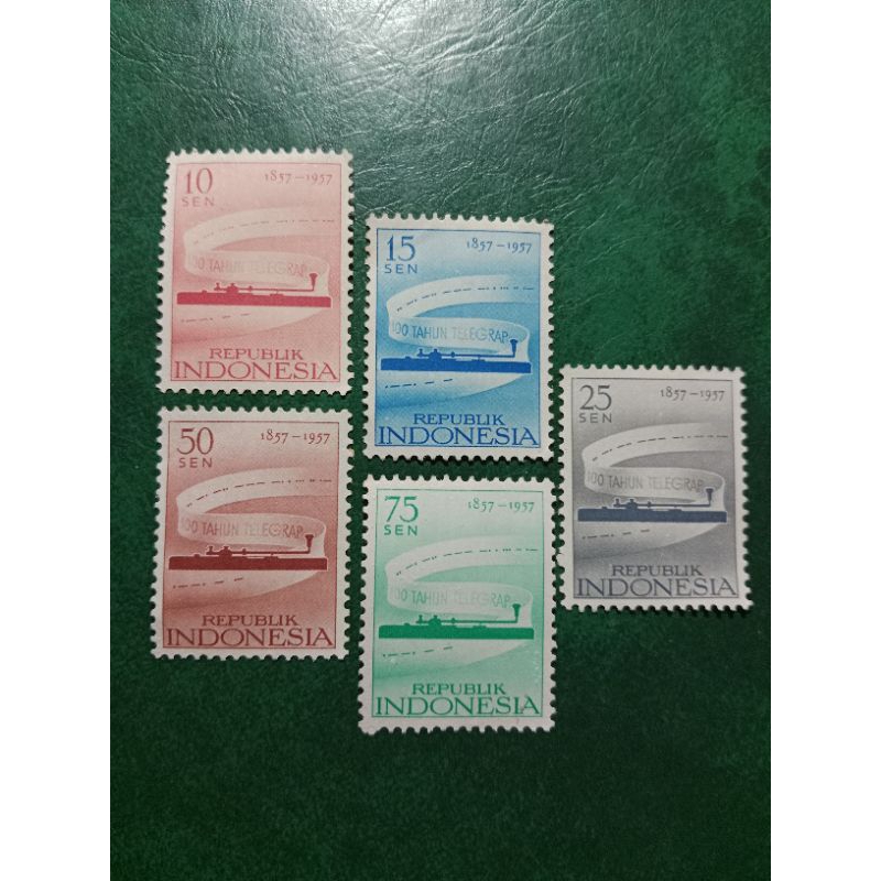 Jual Prangko Indonesia 5 Pcs 100 Tahun Telegram Tahun 1957 UN USED ...