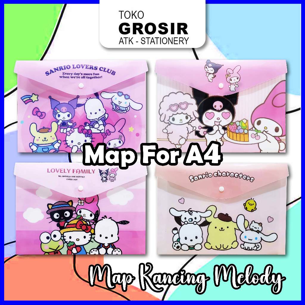 Jual Map Kancing Melody Lucu/ Folder Bag - Gambar Sanrio - Map For A4 ...