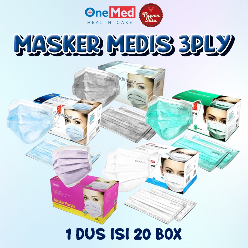 Jual ONEMED MASKER BEDAH KARET EARLOOP 1 DUS ISI 20 BOX | Shopee Indonesia