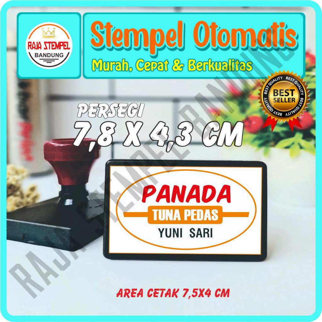 Jual Stempel Flash Persegi Ukuran 7.8x4.3cm nama tandatangan, lunas stample, stemple onlineshop ...