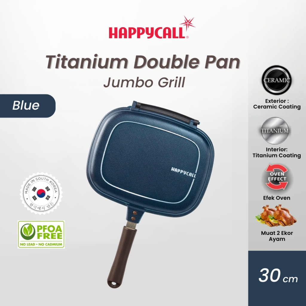 Jual Happycall Titanium Double Pan Jumbo Grill Blue 30 cm - Alat ...