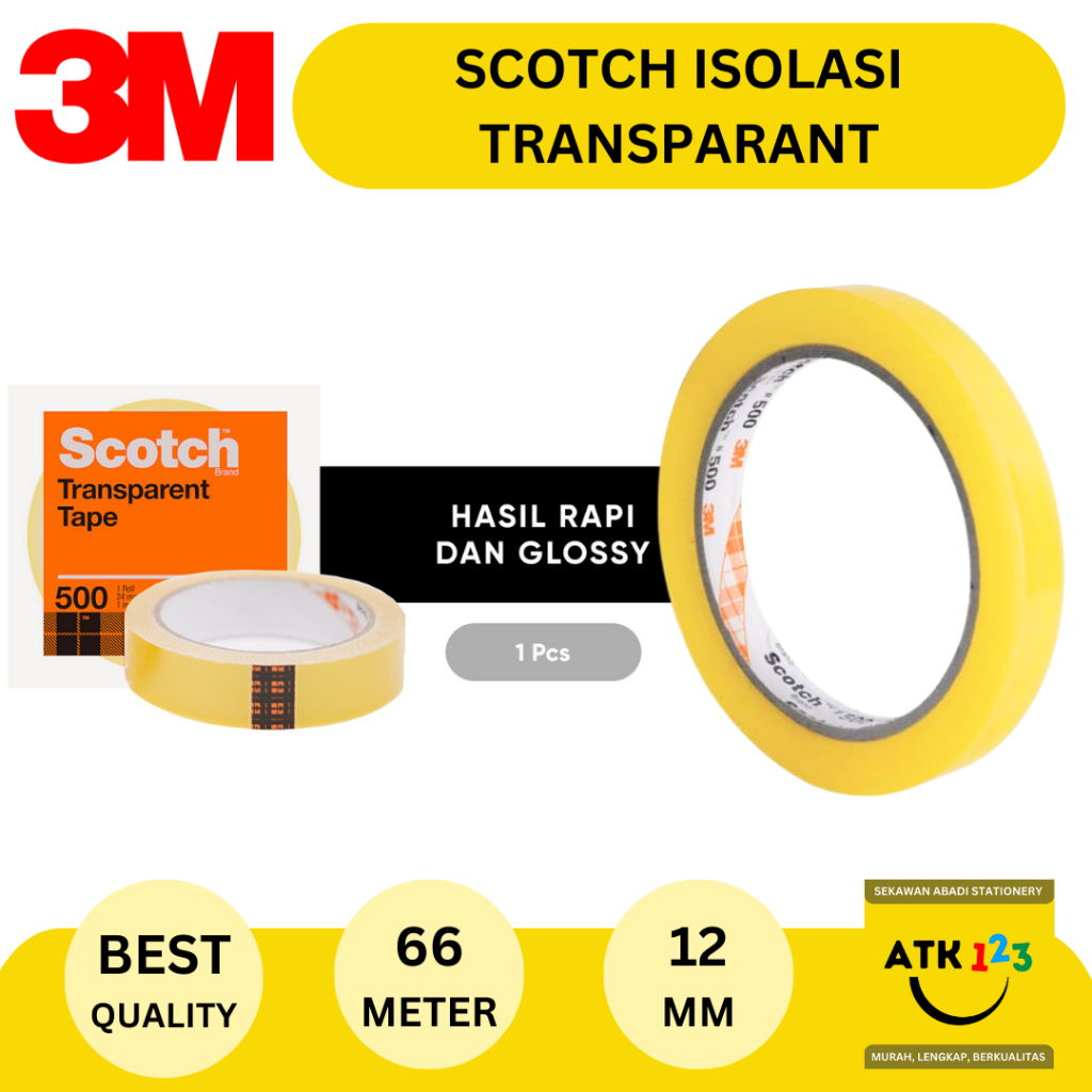 Jual Scotch 3M Selotip Isolasi Lakban Bening Kecil 500 Transparan ...