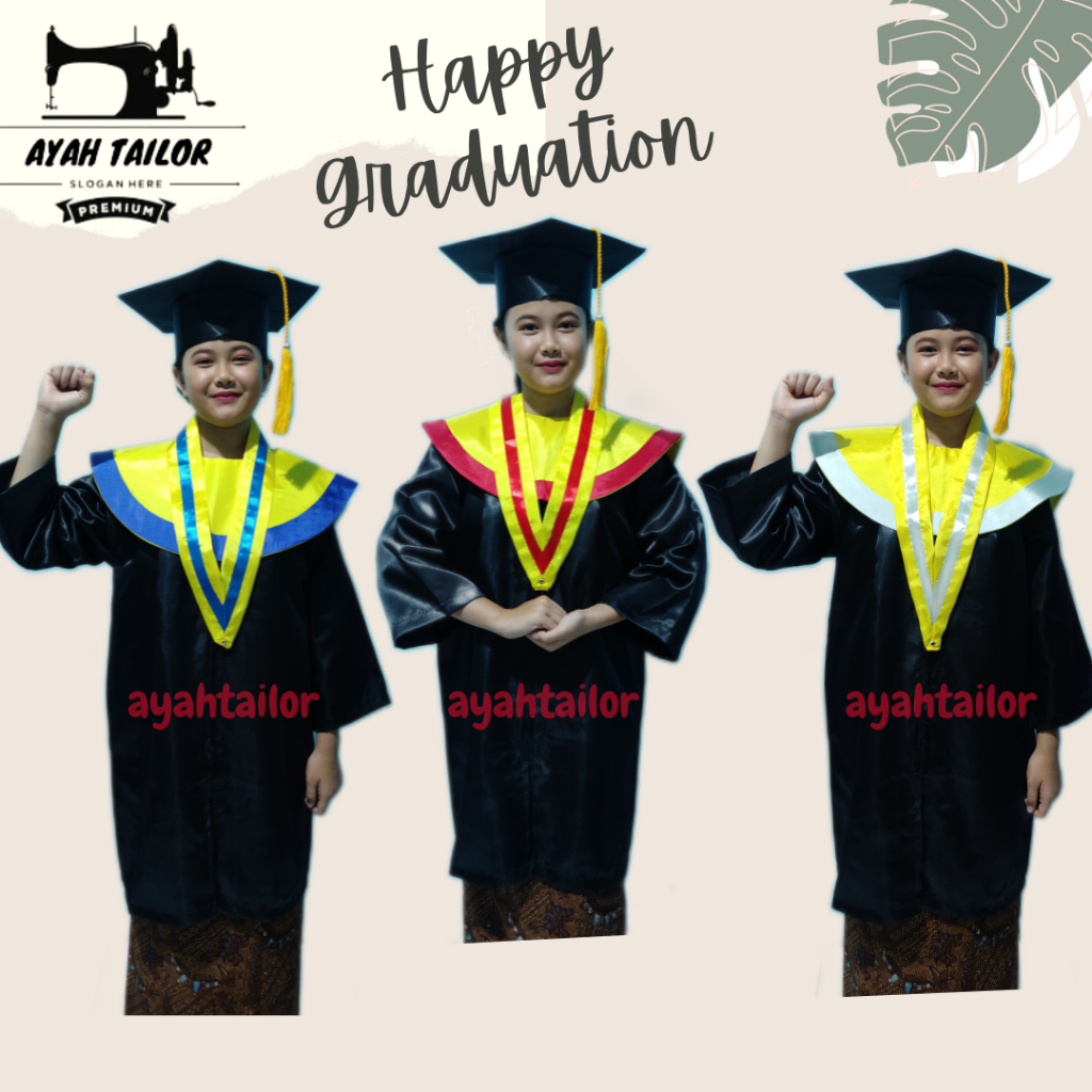Jual BAJU TOGA JUBAH WISUDA ANAK SD KUNING LIST BIRU KUNING LIST MERAH ...