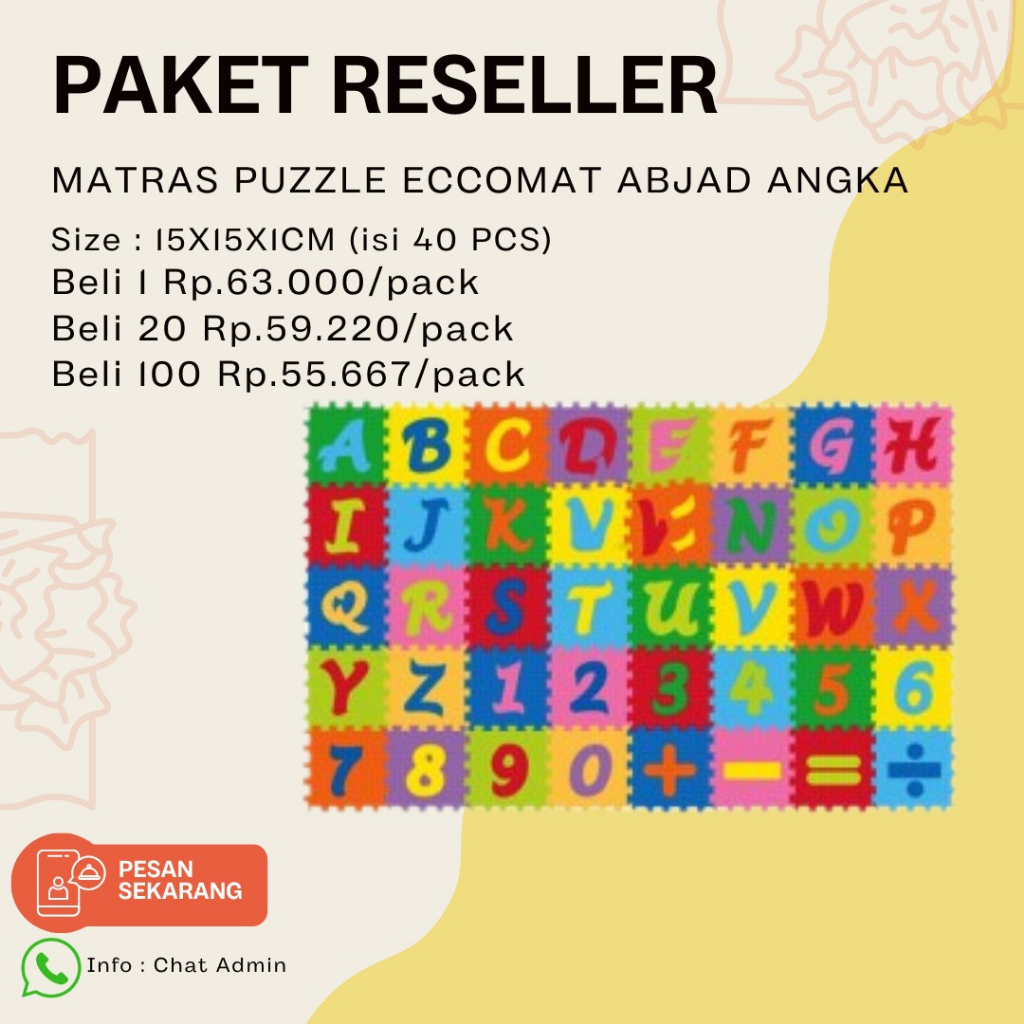 Jual Mainan Edukatif Matras Puzzle Eccomat Mini ABC Mini Alphabet Angka ...