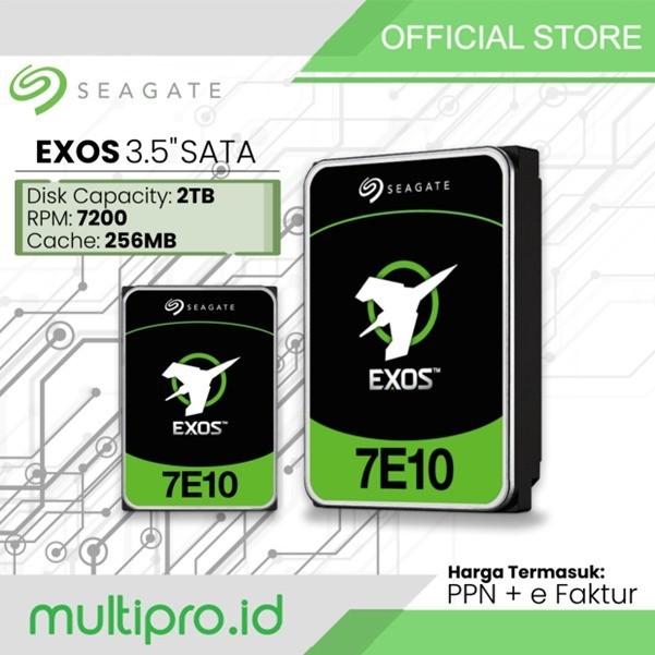 Jual Seagate Exos HDD SATA 7E10 3,5" 2TB 7,2K ST2000NM000B | Shopee Indonesia