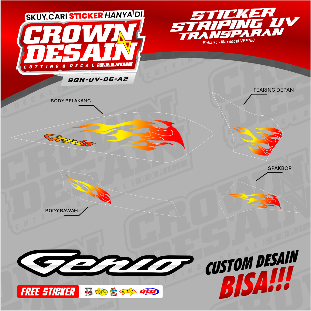Jual STIKER STRIPING TRANSPARAN GENIO MOTIF API CUSTOM - STRIPING UV ...
