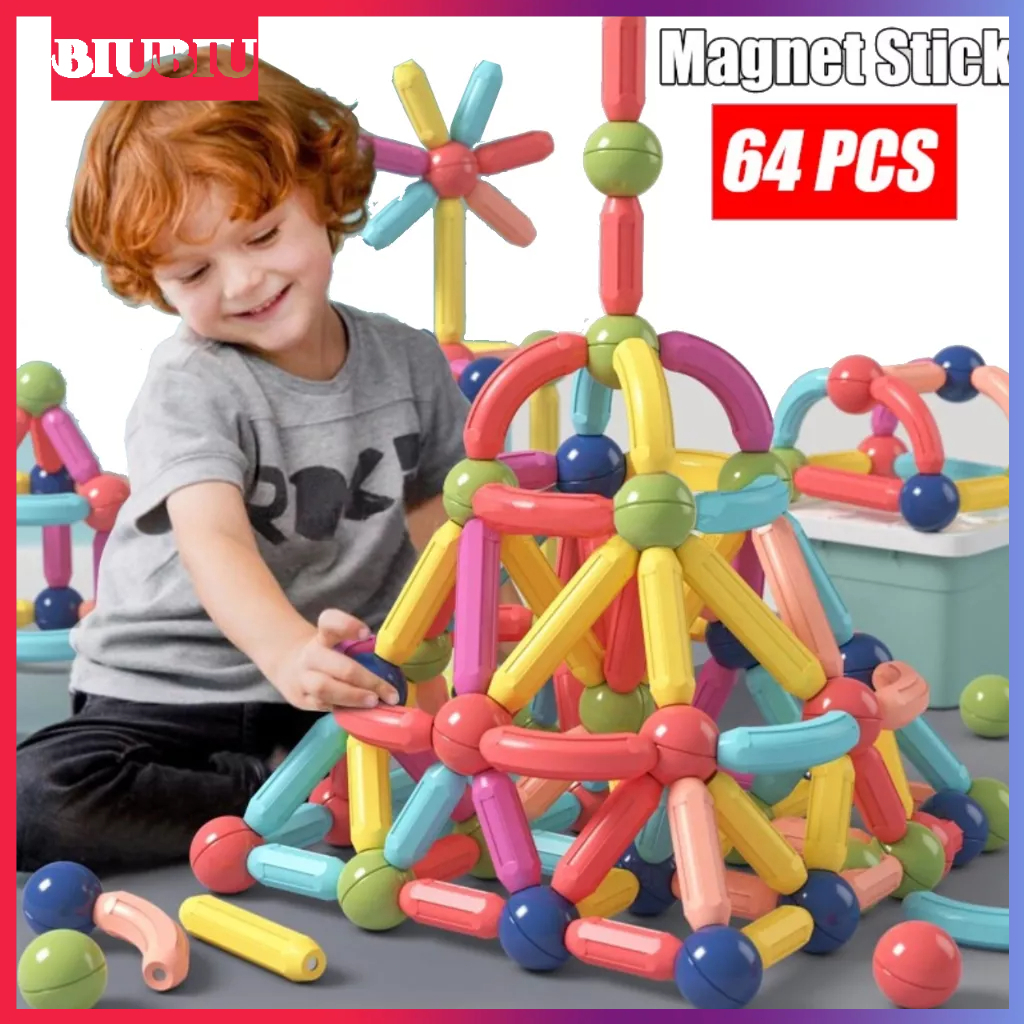 Jual 100PCS Mainan Magnet Stick Balls Anak Puzzle Magnetik Tongkat Bola ...