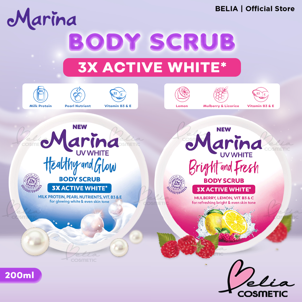 Jual BELIA MARINA UV White Body Scrub | Healthy and Glow | Bright and ...