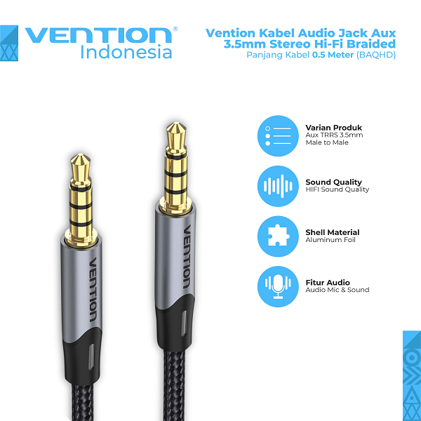 Jual Trend - Vention Kabel Audio Jack Aux 3.5mm Stereo Hi-Fi Braided Headphone BAQ - Audio Jack ...