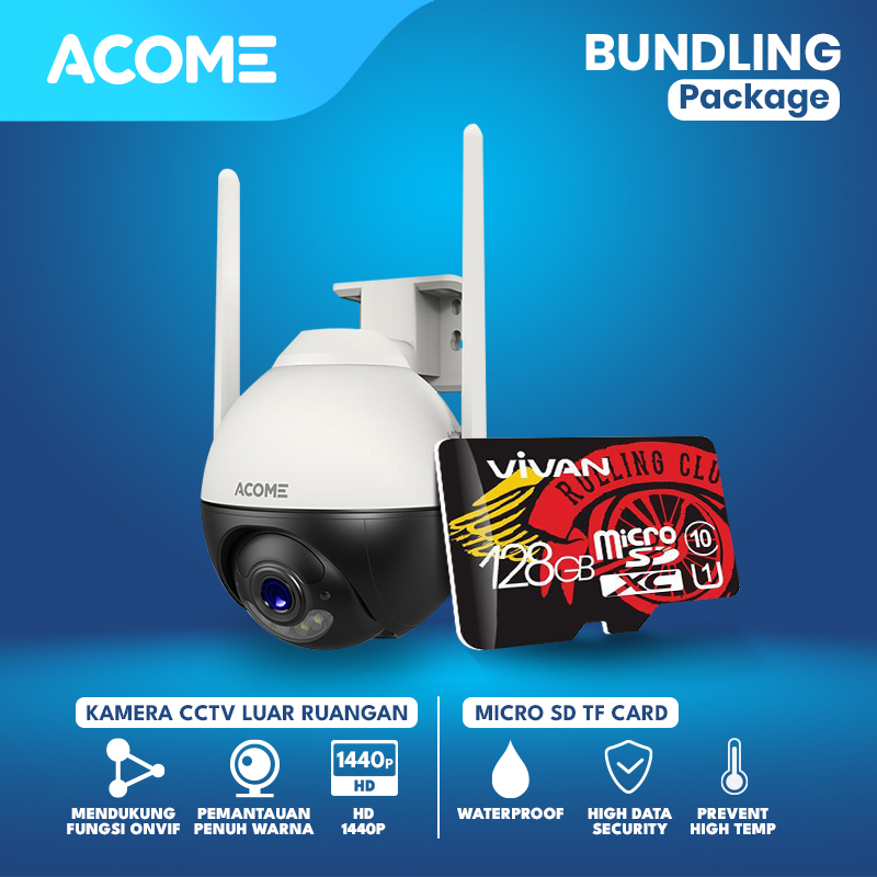 Jual ACOME IoT Color Night Vision PTZ 4MP Camera APC32 outdoor IP65 Tahan Air Definisi HD 4MP ...