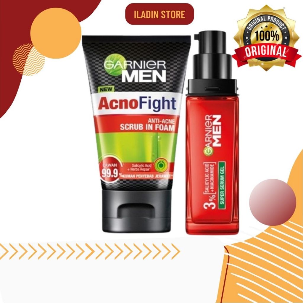 Jual Paket Garnier Men Acno Fight 100ml + Serum Super Gel 30ml | Shopee Indonesia