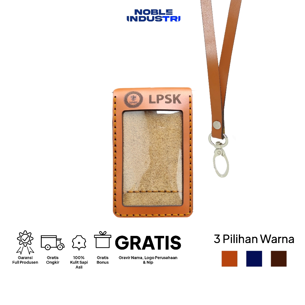 Jual ID Card Holder Kulit Magnet Flip 2 Sisi Name Tag Lanyard Kostum ...