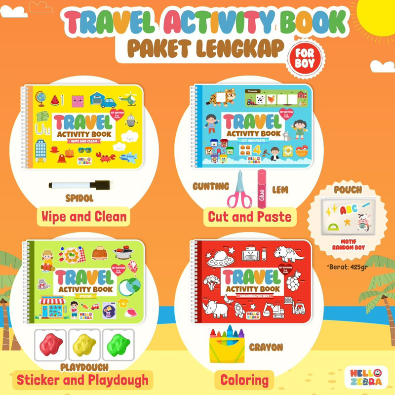 Jual Travel Activity Kit Workbook Anak PAUD TK SD Hello Zebra Buku ...