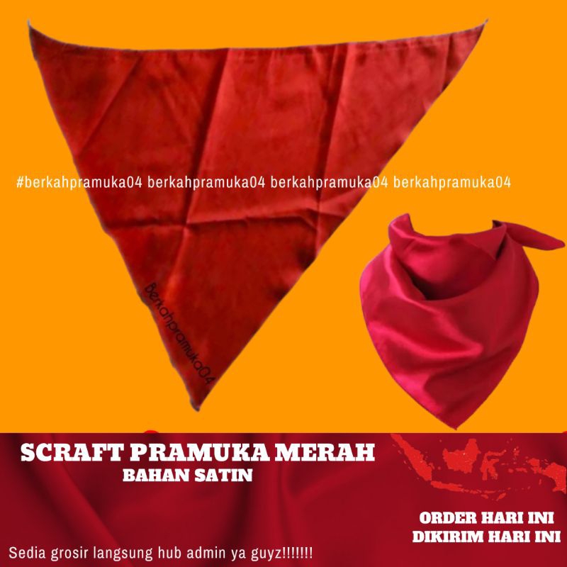 Jual Slayer syal scraft leher merah segitiga bahan satin halus | Shopee ...