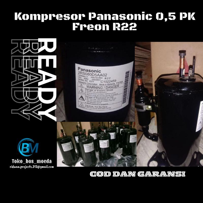 Jual KOMPRESOR AC PANASONIC 0.5PK, 1/2 PK DENGAN FREON R22 TYPE ...