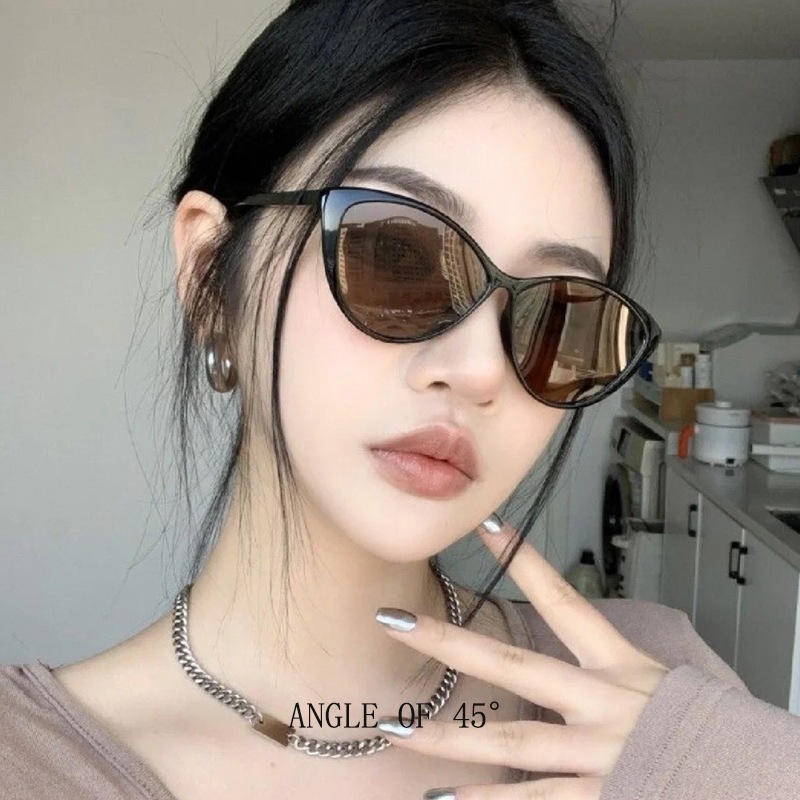 Jual COD Kacamata Hitam Cat Eye Bulat Y2K Retro Vintage Gaya Leopard ...