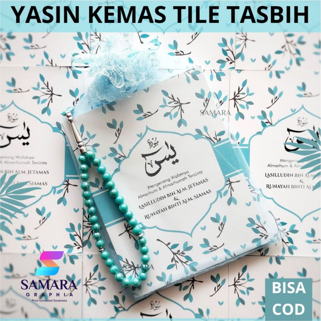 Jual Cetak Yasin dan Tahlil Custom lengkap Kemas tile tasbih biru muda ...