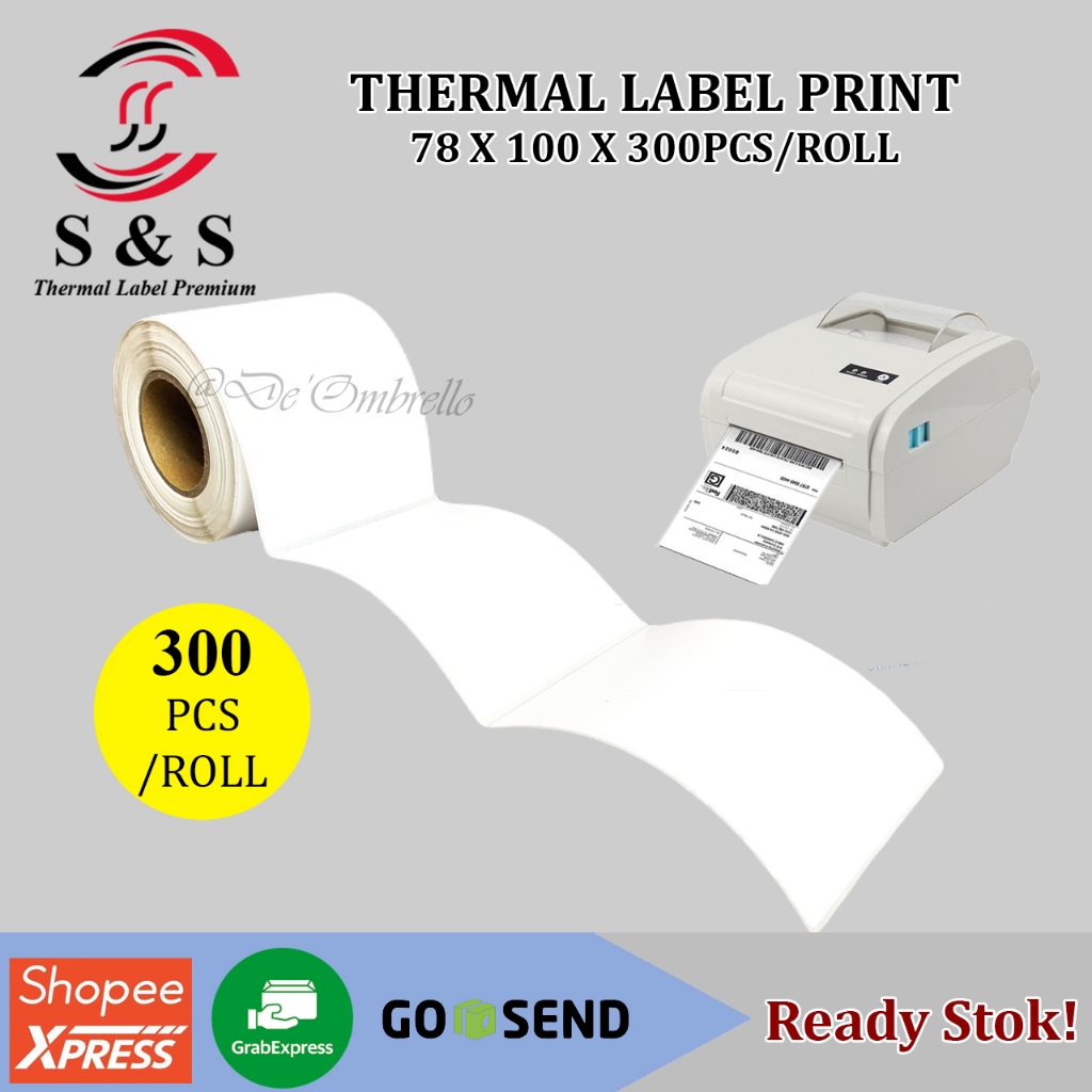 Jual [300pcs] Thermal Label Stiker 78 x 100 x 300 pcs/roll Premium ...