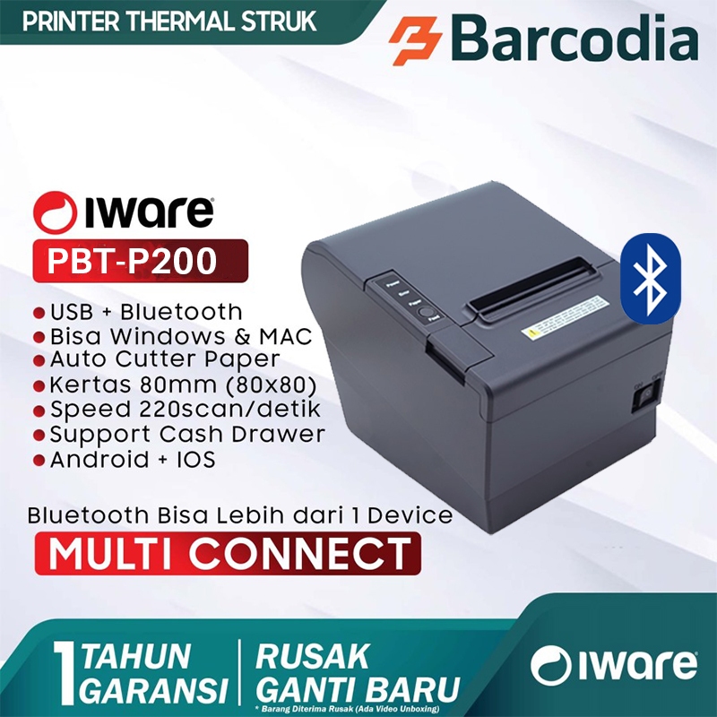 Jual PRINTER BLUETOOTH 80MM IWARE PBT-P200 BT BLUETOOTH 80MM PRINTER ...