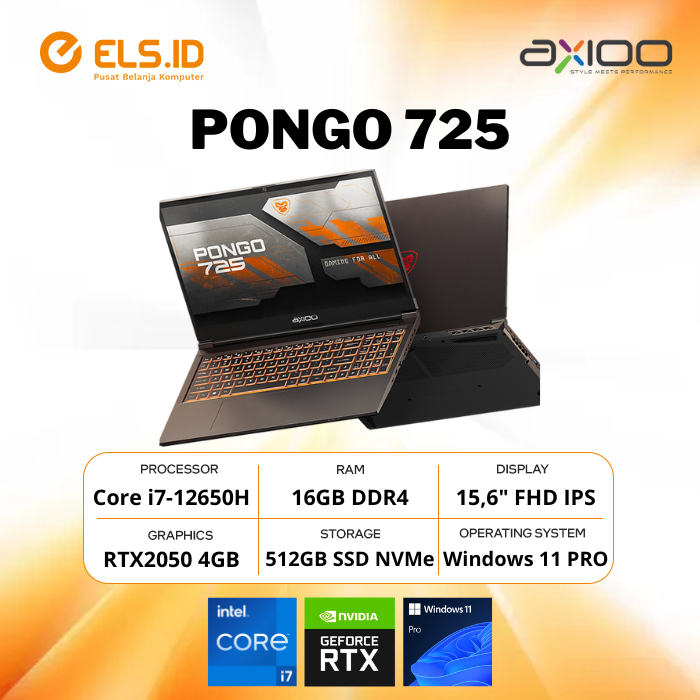 Jual Axioo Pongo 725 Intel i7-12650H 16GB SSD 512GB RTX2050 15.6" FHD ...