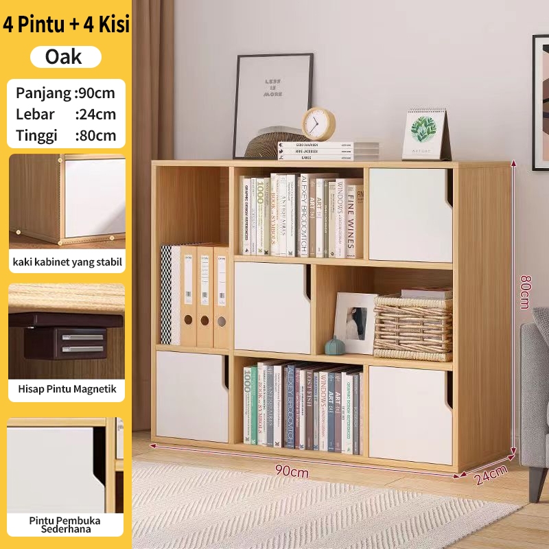 Jual Lemari Buku Kayu Dengan Pintu 8 Kompartment Lemari Rak buku ...