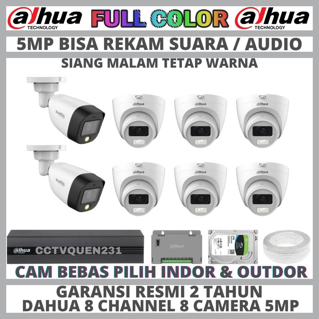 Jual PAKET CCTV DAHUA 5MP COLORVU 8 CHANNEL 8 KAMERA AUDIO FULL COLOR ...