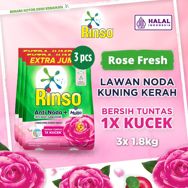 Jual Rinso Molto Detergent Bubuk Deterjen Anti Noda Rose Fresh 1.8 kg ...