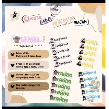 Jual Stiker Nama Custom Foto 60pcs | Shopee Indonesia