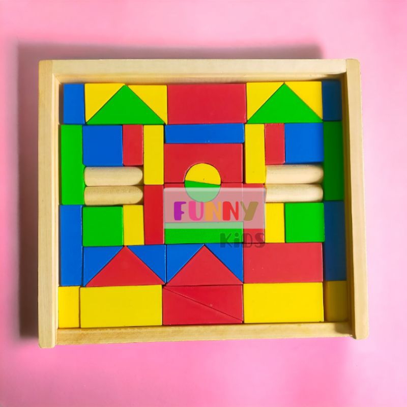Jual FUNNYKIDS - Balok susun isi 48 pcs - Balok susun - mainan edukasi ...