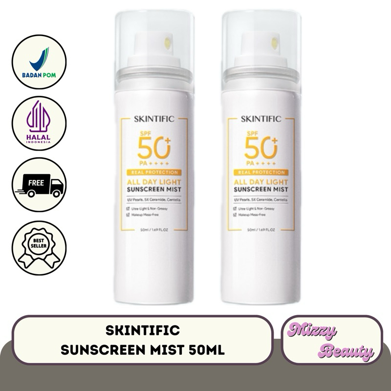 Jual SKINTIFIC ALL DAY LIGHT SUNSCREEN MIST SPF 50 PA++++ BPOM REAL PROTECTION / SKINTIFIC ...