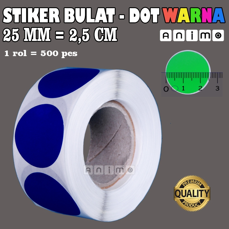 Jual Stiker Bulat Warna - COLOR DOT STICKERS - ROL 25 MM = 2,5 CM ...