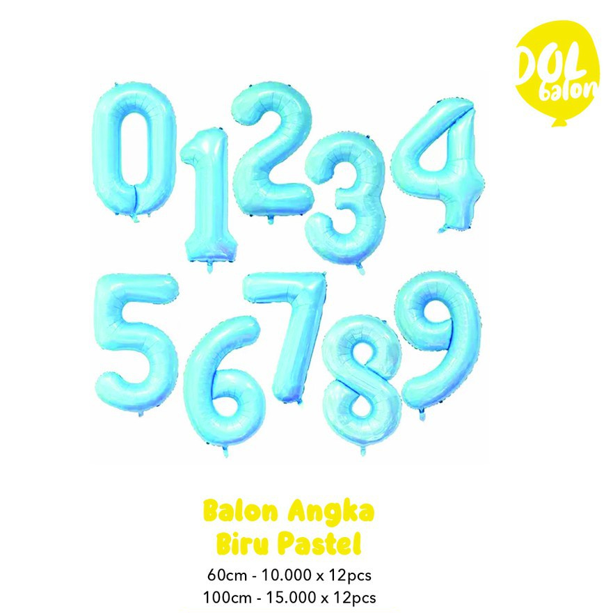 Jual Balon Angka Biru Pastel 60cm | Shopee Indonesia