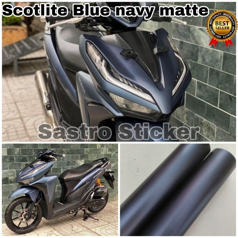 Jual Sticker skotlet motor Biru Navy matte chrome | Shopee Indonesia