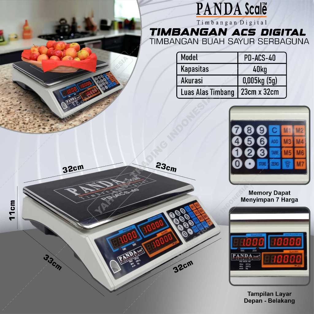 Jual Timbangan Digital 40kg Akurasi 5g Timbangan Meja Laundry Buah Paket Sembako PANDA SCALE ...