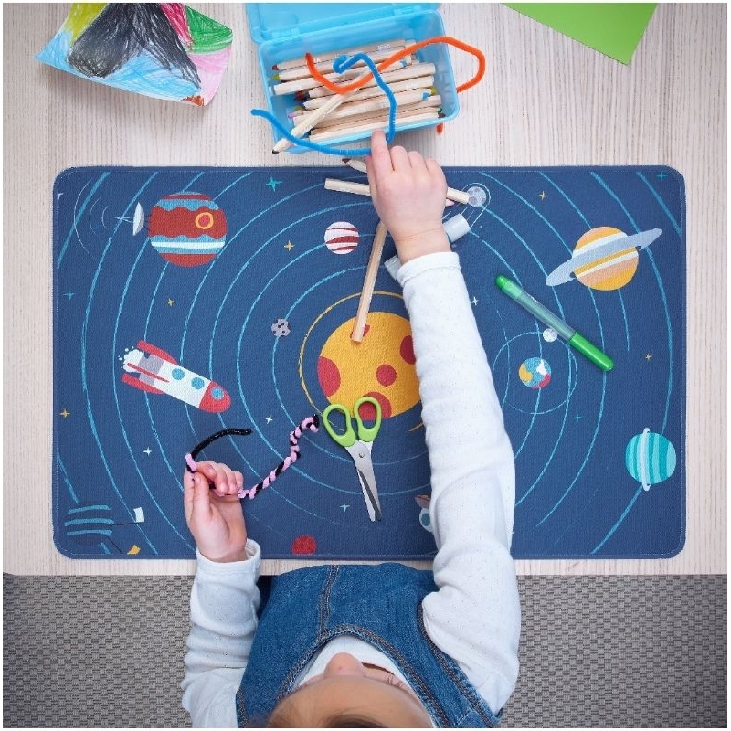 Jual Alas Meja Anak Motif Luar Angkasa Space Biru Uk 38x60cm | Shopee ...