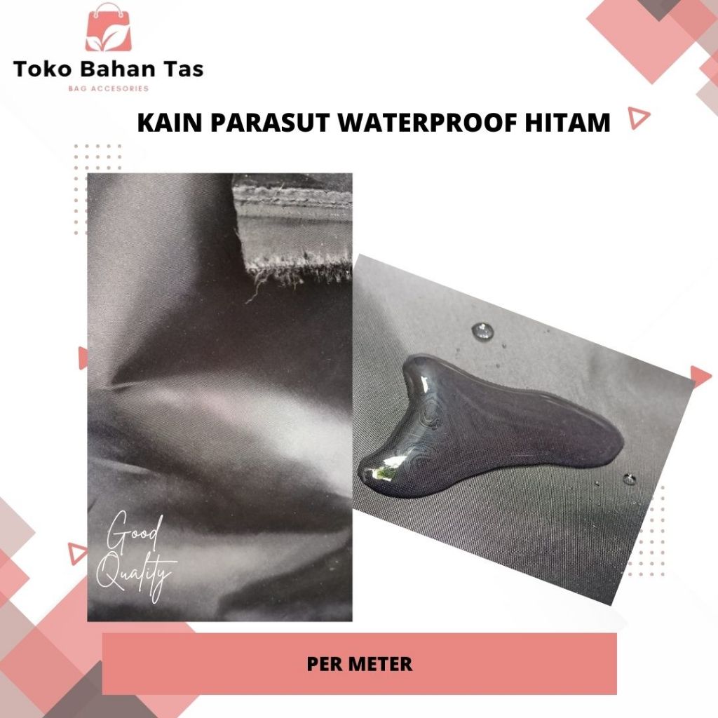 Jual Kain Parasut Parasit WP Waterproof Anti Air 1m x 1,5m Hitam ...