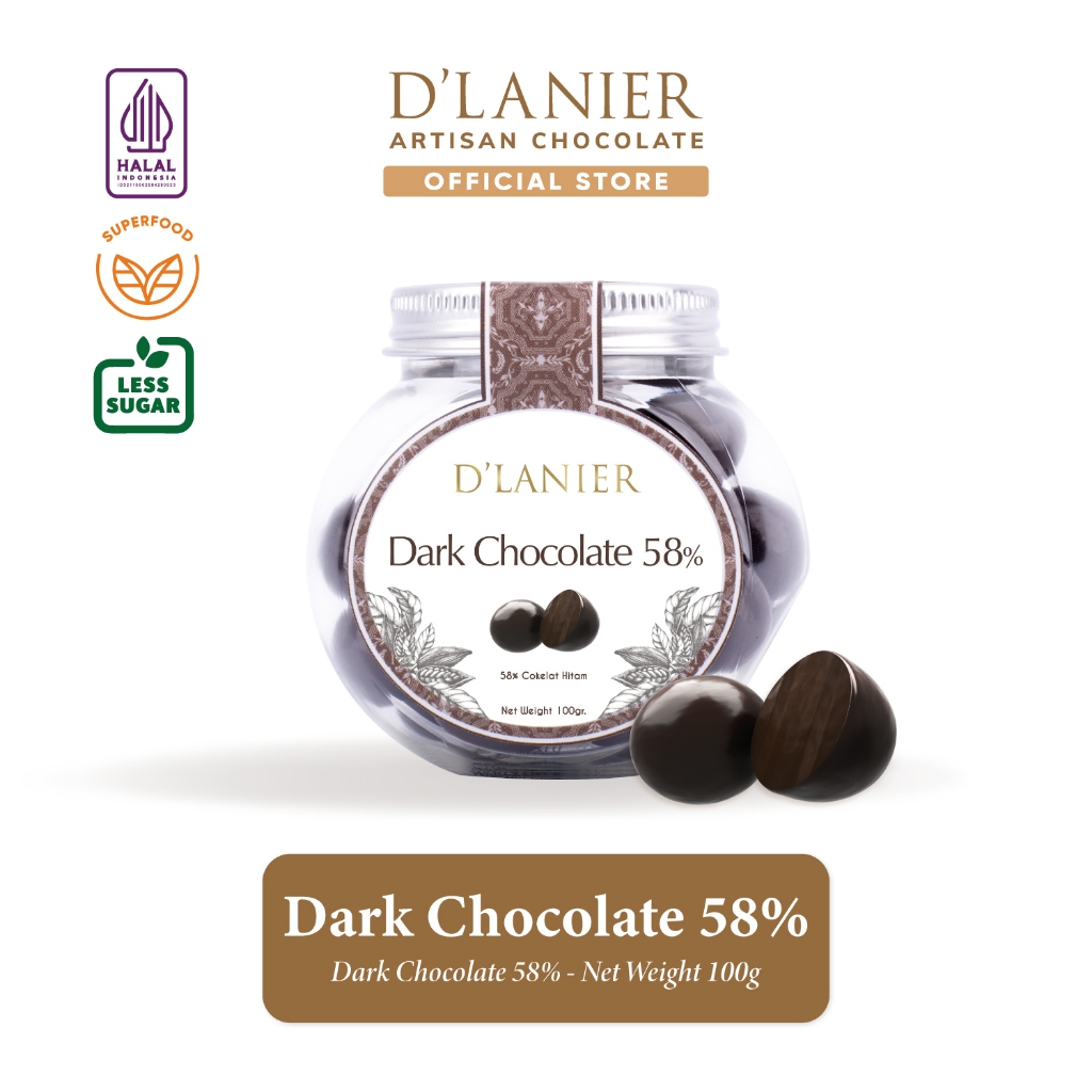 Jual D'Lanier Dark Chocolate 58% - 100 gr | Shopee Indonesia