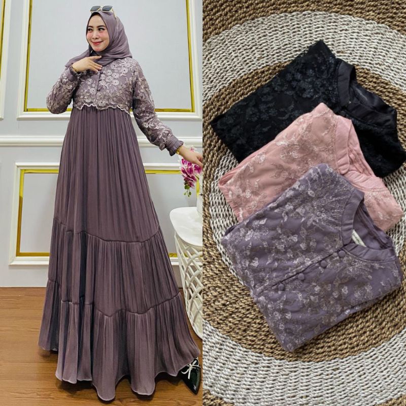 Jual GAMIS WANITA SIMER ZALIYA FLOWER KOMBINASI PREMIUM(FZ) | Shopee ...