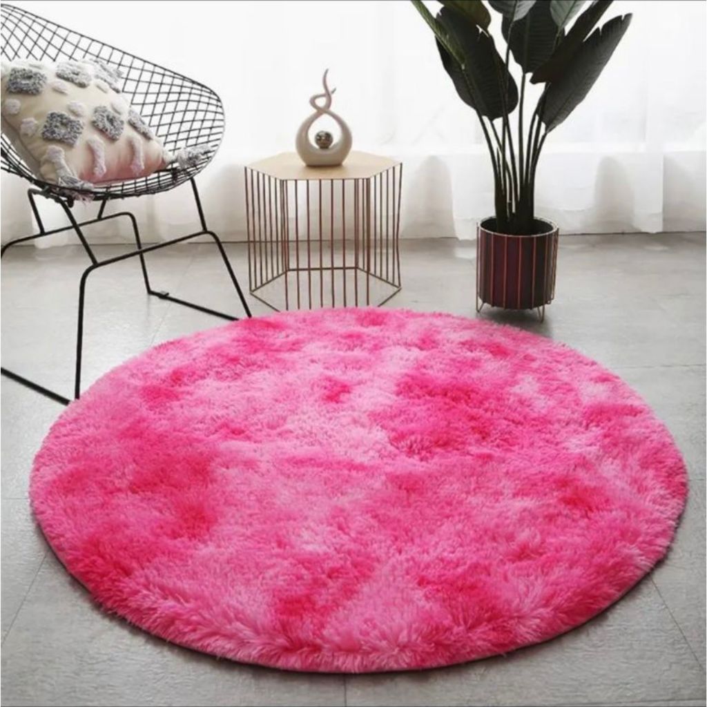 Jual Karpet Bulat Motif & Ombre Diamater 100cm/Karpet Bulu Lantai Bulat ...