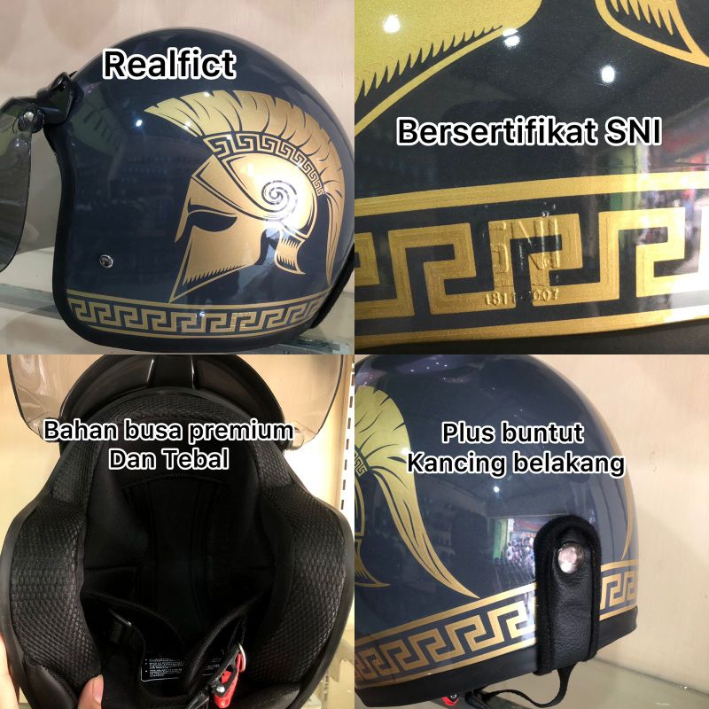 Jual HELM BOGO RETRO MOTIF DEWASA CUSTOM SNI BUSA TEBAL PLUS KACA ...