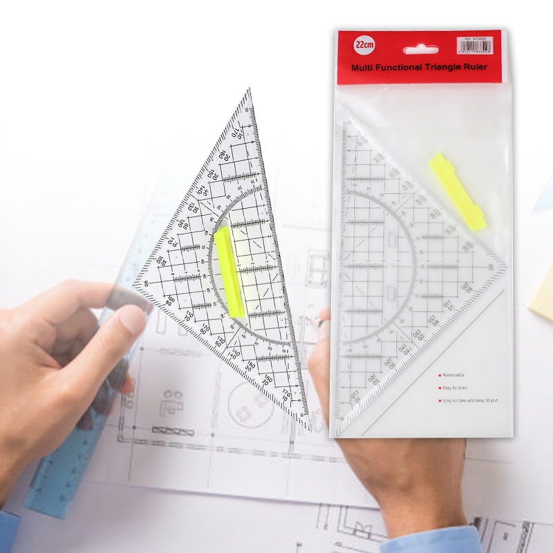 Jual Penggaris Segitiga Clear Triangle Triangular Ruler Pegangan ...