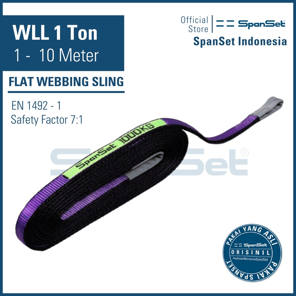 Jual SPANSET Webbing Sling 1Ton x 1Meter / Tali Angkat 1 Ton x 1 Meter / Webbing 1T x 1M ...