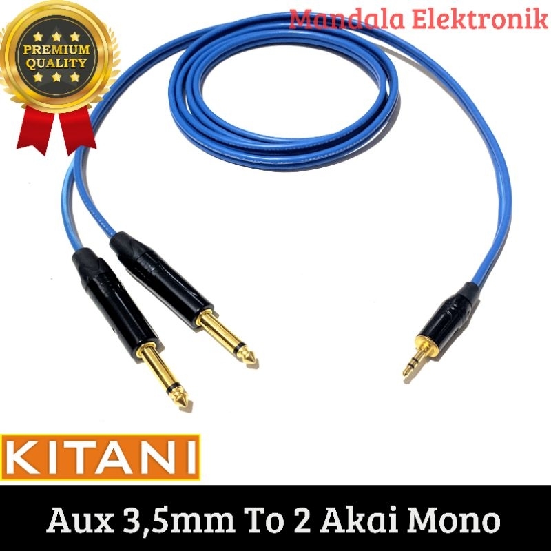 Jual jack audio aux 3.5mm stereo to 2 akai mono trs 6.5mm 1meter | Shopee Indonesia