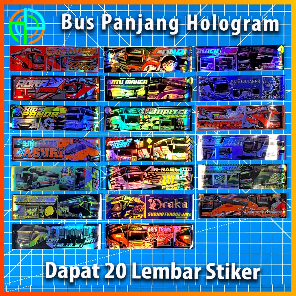 Jual (isi 20 lembar) Setiker bus Panjang Hologram Glosy Anti Air ...